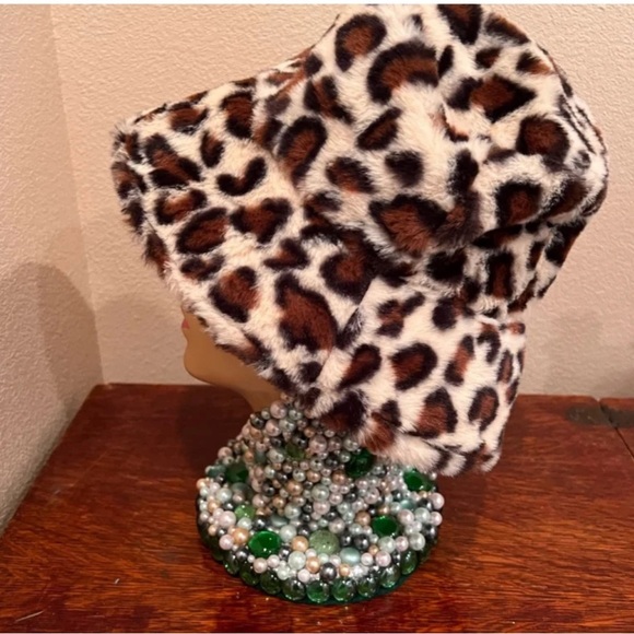 Accessories | Leopard Print Faux Fur Bucket Hat | Poshmark